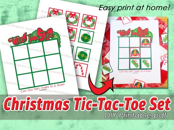 Christmas Tic-tac-toe Game Set Printable Tic-tac-toe Kids | Etsy