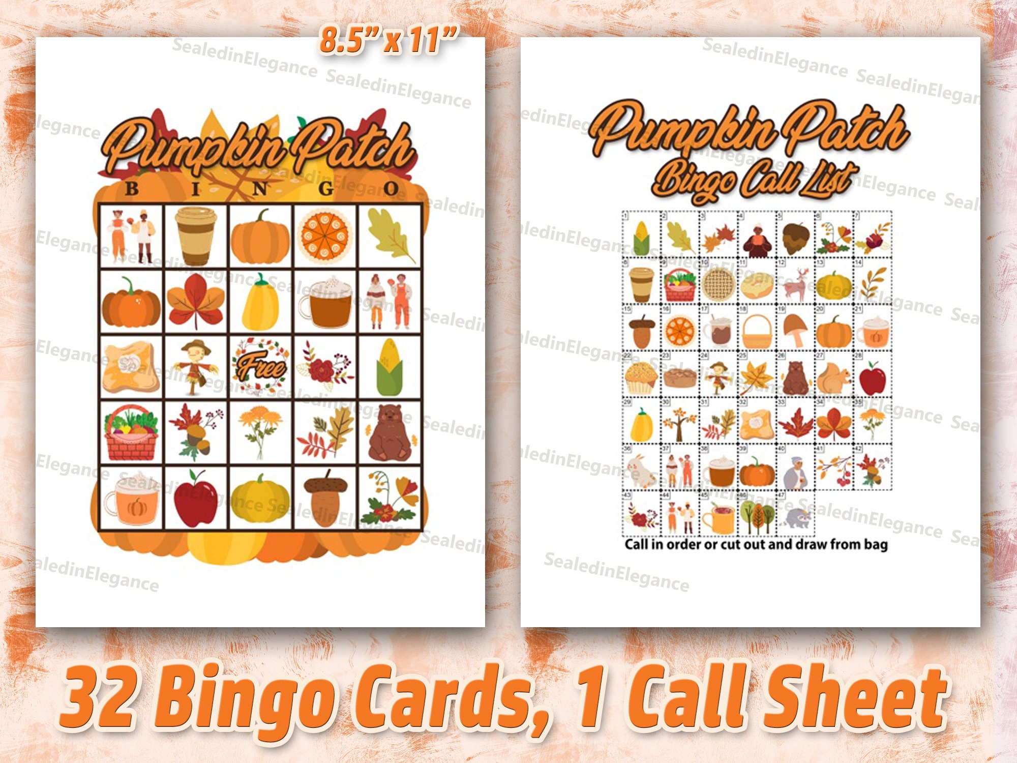 Pumpkin Patch Fall Bingo Set, Fall Bingo, Instant Download, PDF, Back ...