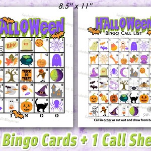 Halloween Bingo Set, Fall Bingo, Instant Download, Halloween Party ...