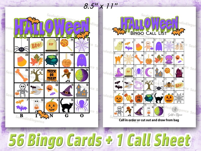 Halloween Bingo Set, Fall Bingo, Instant Download, Halloween Party ...