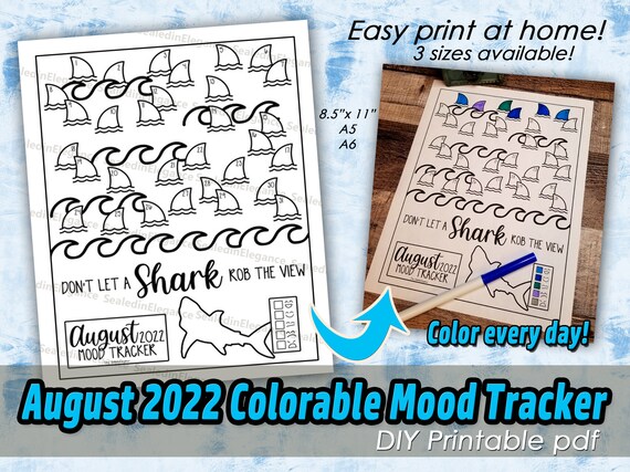 August Mood Tracker August 2022 Colorable Mood Tracker - Etsy
