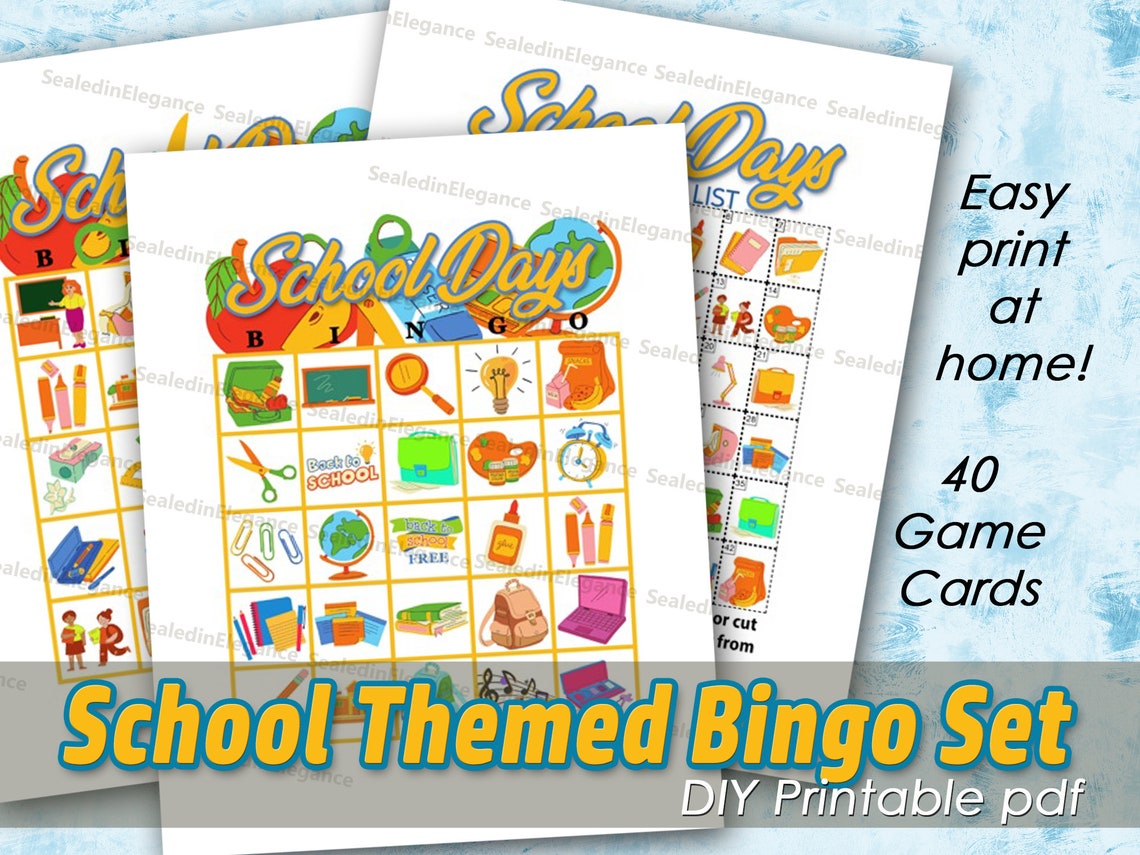 Back to School Bingo, School Bingo, Instant Download, School Themed ...