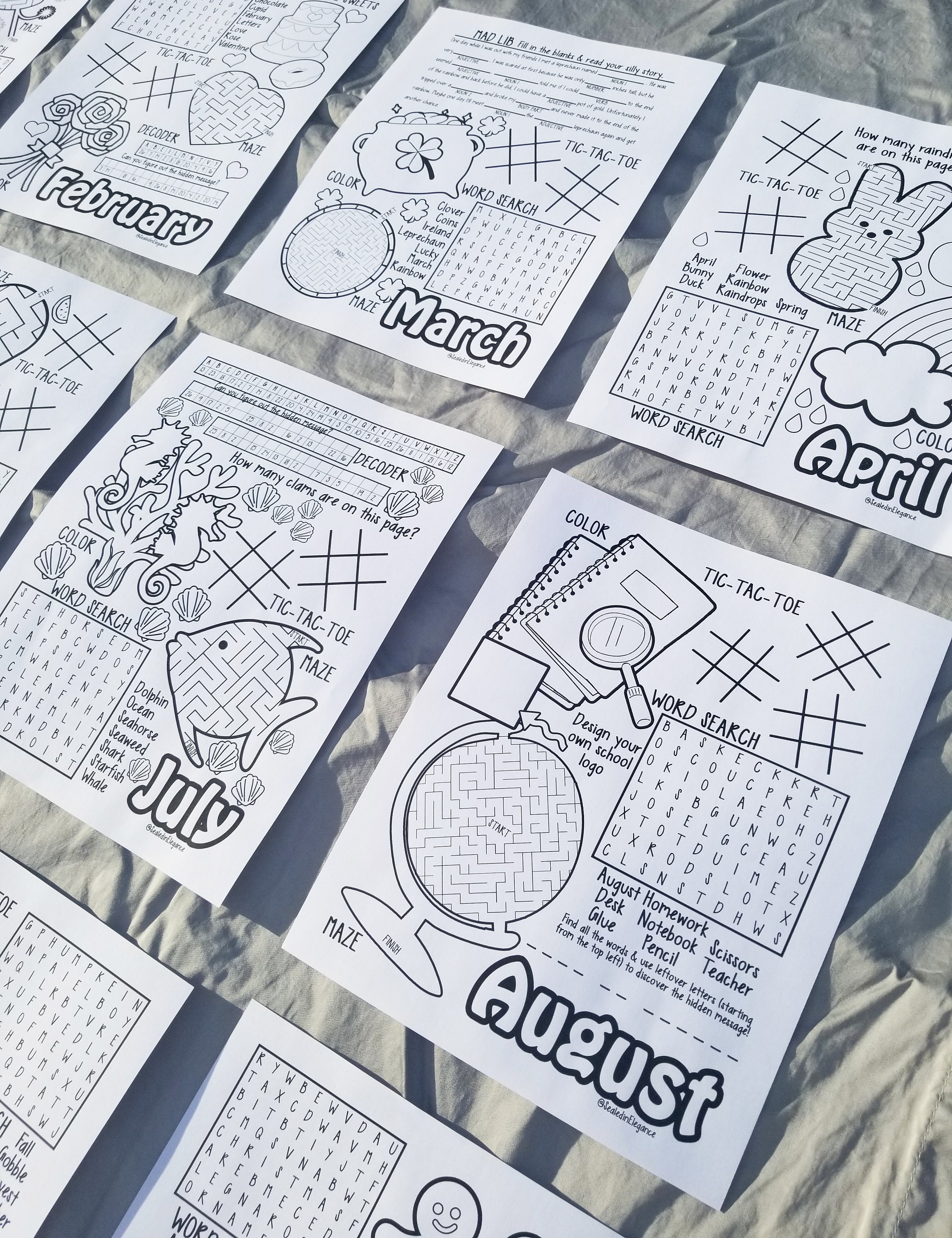 Monthly Activity Sheets, Kids Activities, Waiting Room Activities ...