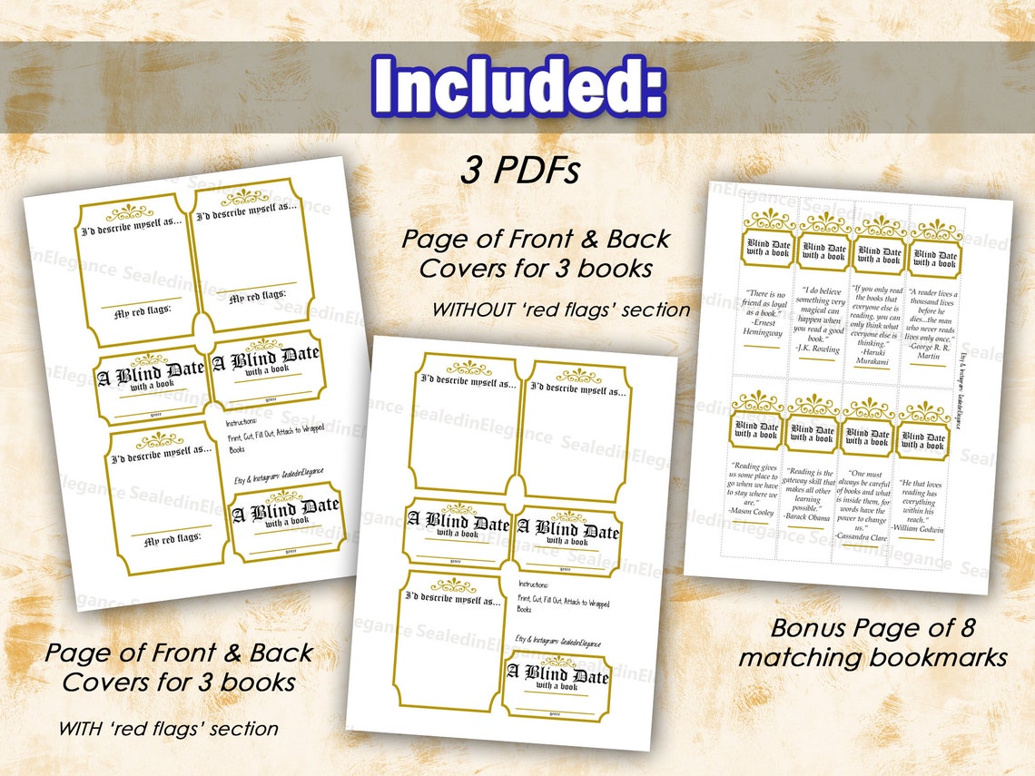 Blind Date With a Book Printable Set, Book Labels, Book Lovers Gift ...