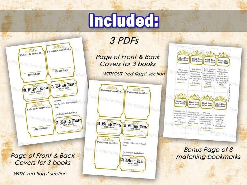 Blind Date With a Book Printable Set, Book Labels, Book Lovers Gift ...