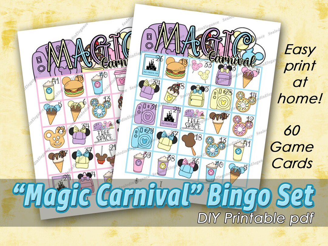 Magic Carnival Bingo Set Magical World Bingo Set Magical - Etsy