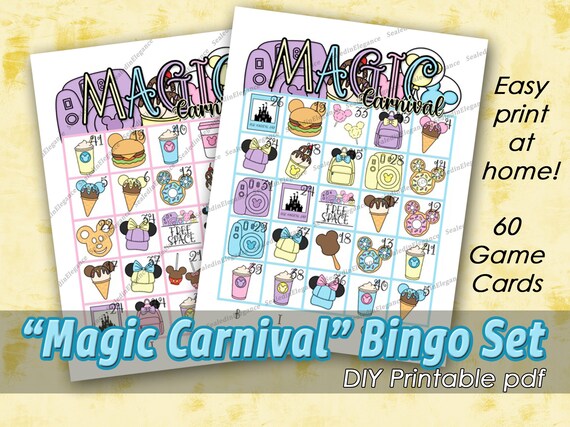 Magic Carnival Bingo Set Magical World Bingo Set Magical | Etsy