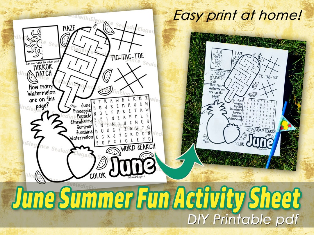 June Summer Fun Activity Sheets, Kids Activities, Waiting Room ...