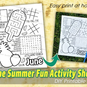 June Summer Fun Activity Sheets, Kids Activities, Waiting Room ...
