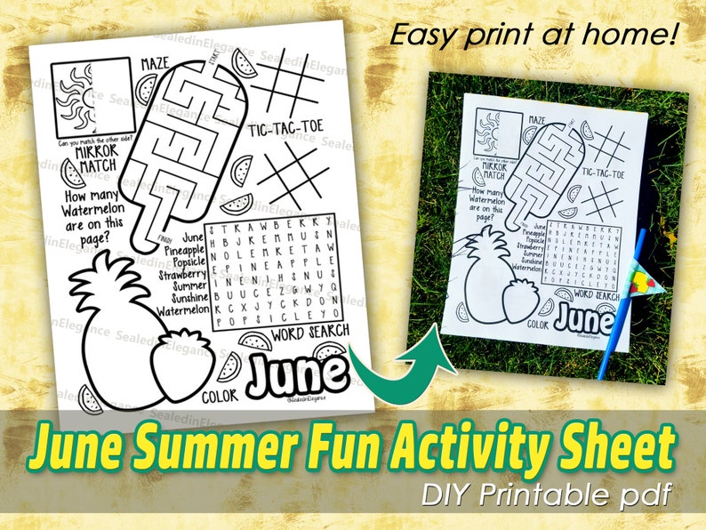 June Summer Fun Activity Sheets, Kids Activities, Waiting Room ...