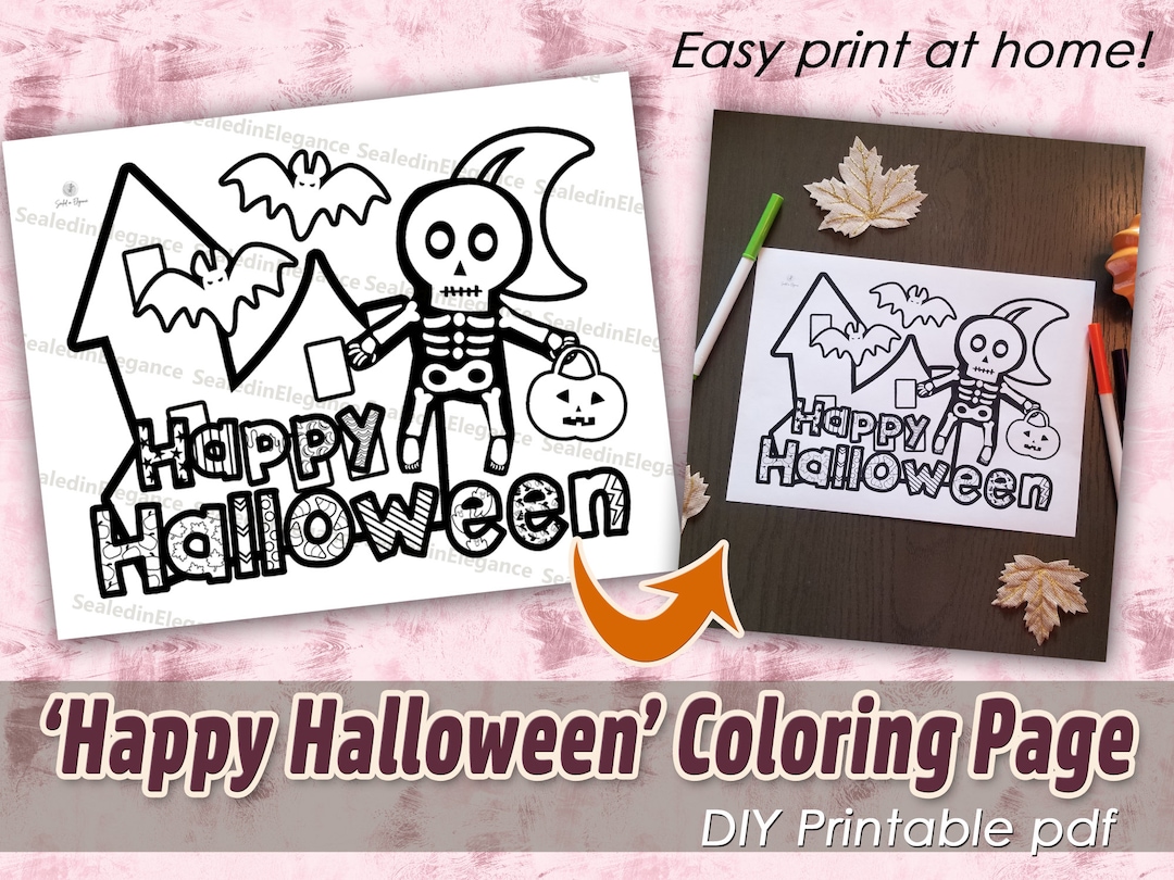Happy Halloween Coloring Page, Fall Coloring Page, Halloween Coloring ...