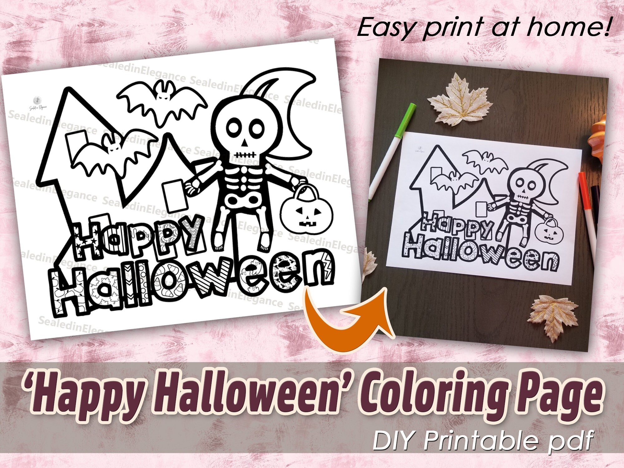 Happy Halloween Coloring Page, Fall Coloring Page, Halloween Coloring ...
