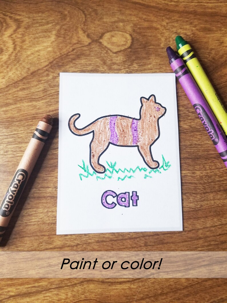 Color-me Animal Flashcards, PDF, DIY Flashcards, Animal Coloring Page ...