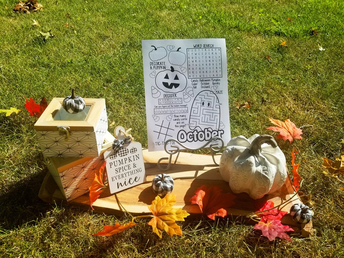 October Spooky Activity Sheet Fall Kids Activities Halloween - Etsy