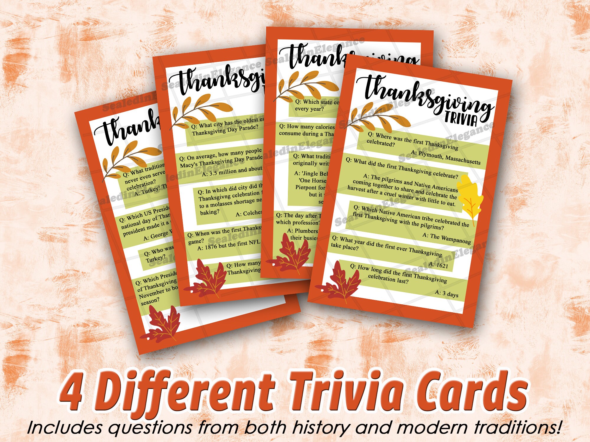 Thanksgiving Trivia Cards US Thanksgiving Trivia Instant - Etsy