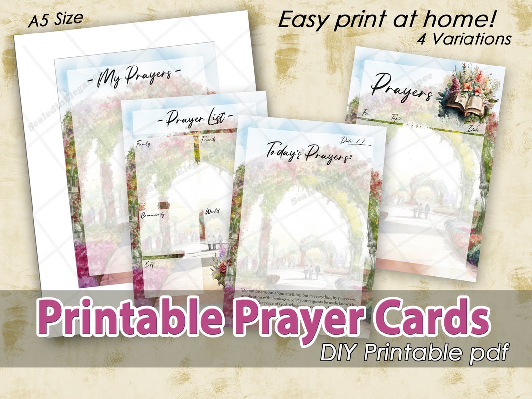 Printable Prayer Cards, Printable Prayer List, Bible Prayer List Insert ...