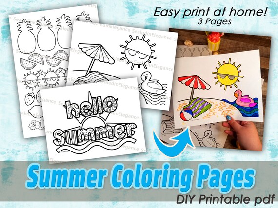 Summer Coloring Pages Beach Coloring Page Kids Summer - Etsy