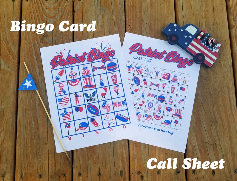 Printable USA Patriotic Bingo Set, 4th of July Bingo, Instant Download ...