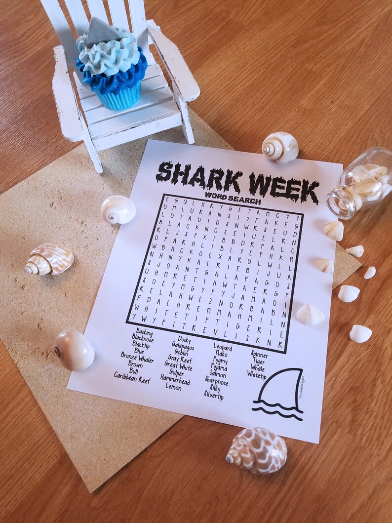 Shark Week Word Search, Shark Week Activity, Instant Download, Shark ...
