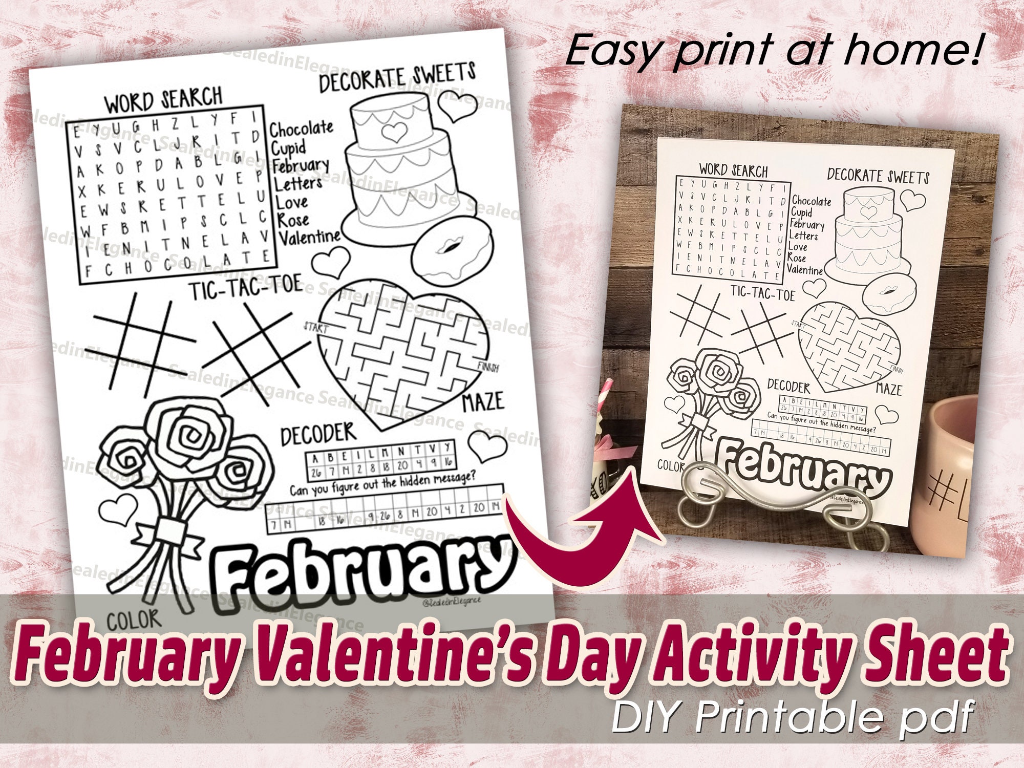 February Valentine's Day Activity Sheet, Valentines Kids Coloring ...