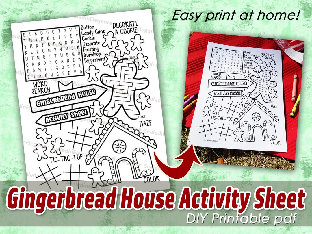 Gingerbread House Activity Sheet, Christmas Activity Sheets, Holiday ...