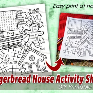 Gingerbread House Activity Sheet, Christmas Activity Sheets, Holiday ...