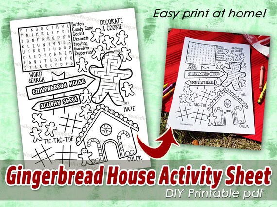Gingerbread House Activity Sheet Christmas Activity Sheets | Etsy