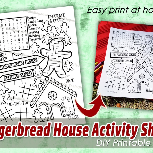 Gingerbread Activity Sheet - Etsy