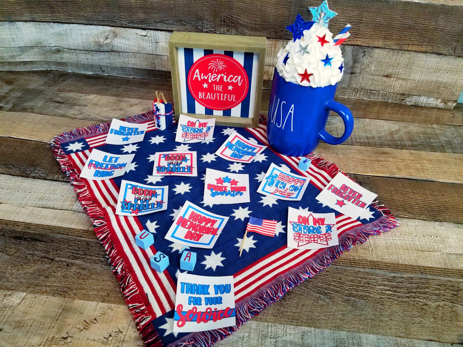 Printable Patriotic Cookie Tags, 2.5 Square Cookie Tags, Independence ...