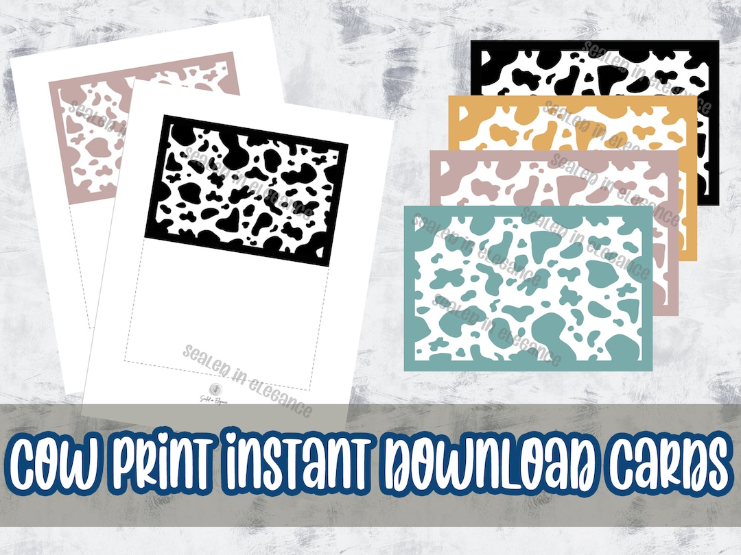 Cow Print Cards and Postcards, PDF Cow Print Cards, Just Because Card ...