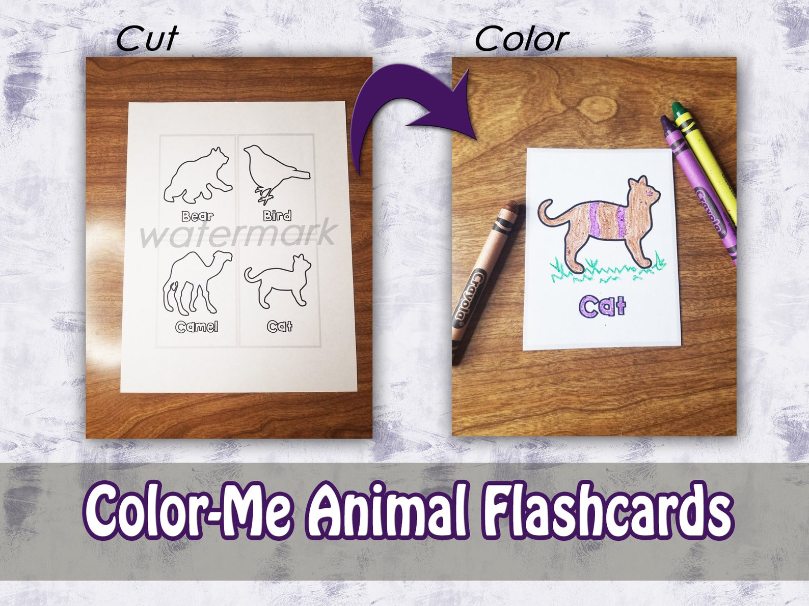 Color-me Animal Flashcards PDF DIY Flashcards Animal - Etsy