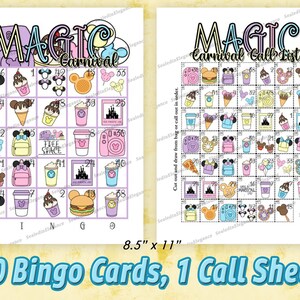 Magic Carnival Bingo Set, Magical World Bingo Set, Magical Party Games ...