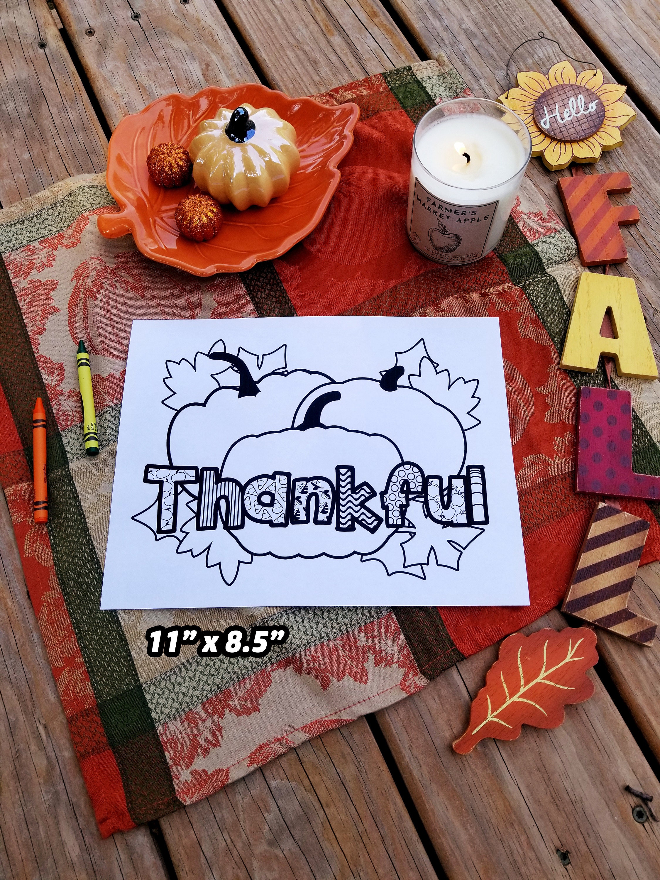 Thankful Thanksgiving Coloring Page, Fall Coloring Page, Thanksgiving ...