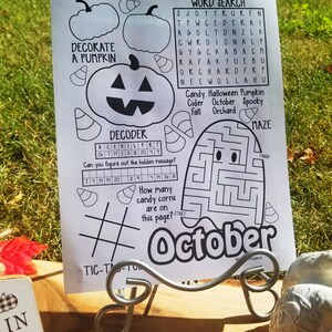 October Spooky Activity Sheet, Fall Kids Activities, Halloween ...