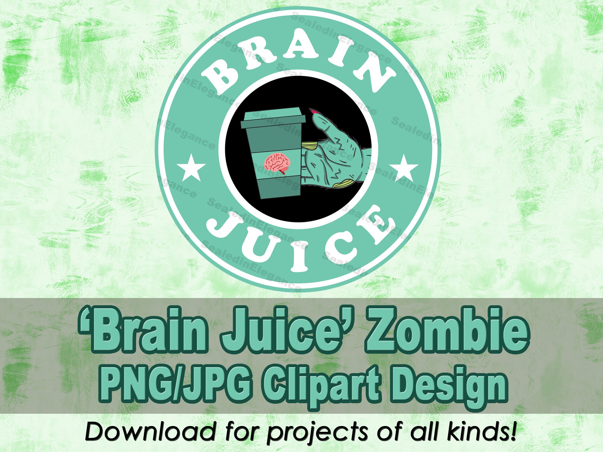 Brain Juice Clipart, Starbucks Clipart, Files for Cricut, Zombie Drink ...