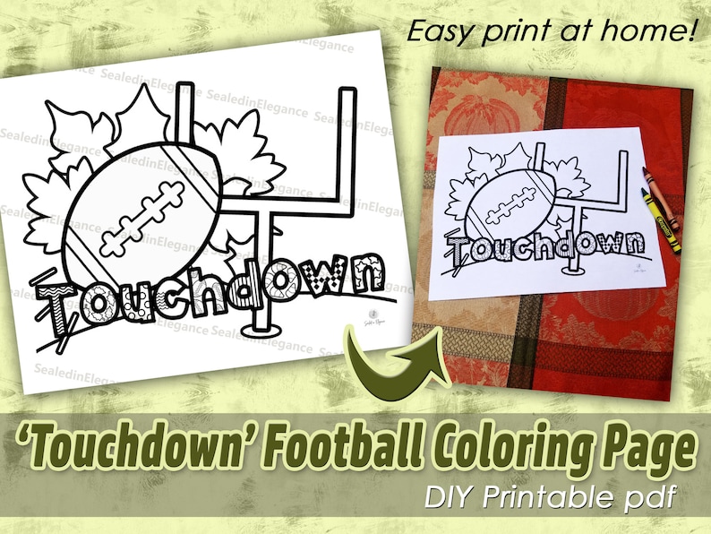 Football Touchdown Coloring Page, Fall Coloring Page, Tailgate Coloring ...