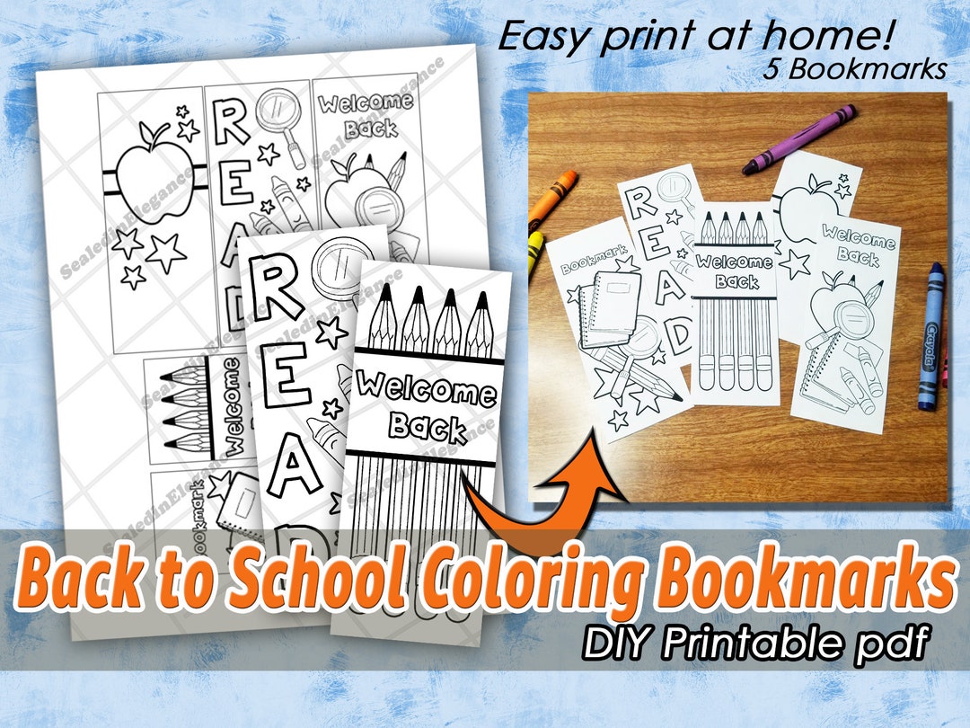 Coloring Back to School Bookmarks, Teacher Printable, Instant Download ...