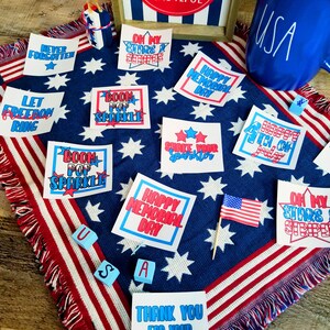 Printable Patriotic Cookie Tags, 2.5" Square Cookie Tags, Independence ...