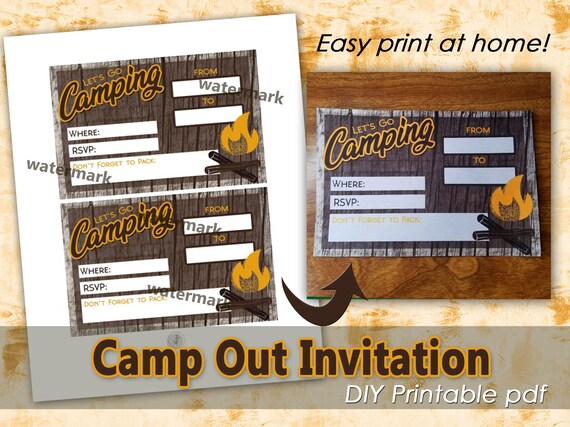 Homemade Camp Theme Invitations Camping Birthday Invitation, Printable