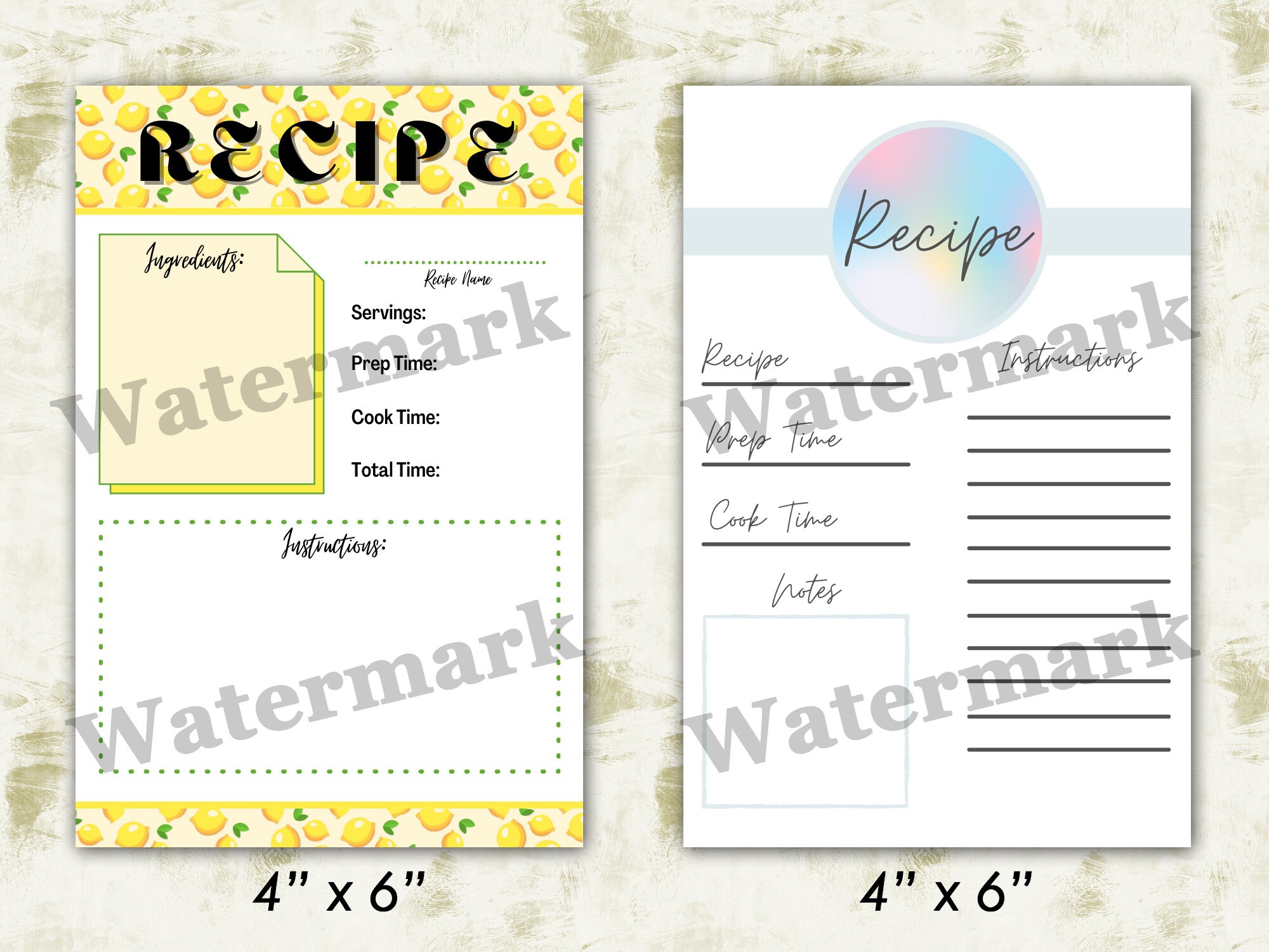 Print Out Recipe Card Template, DIY Recipe Card, Instant Download ...