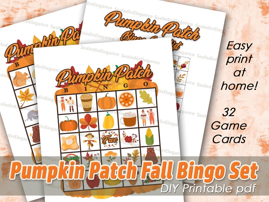 Pumpkin Patch Fall Bingo Set, Fall Bingo, Instant Download, PDF, Back ...