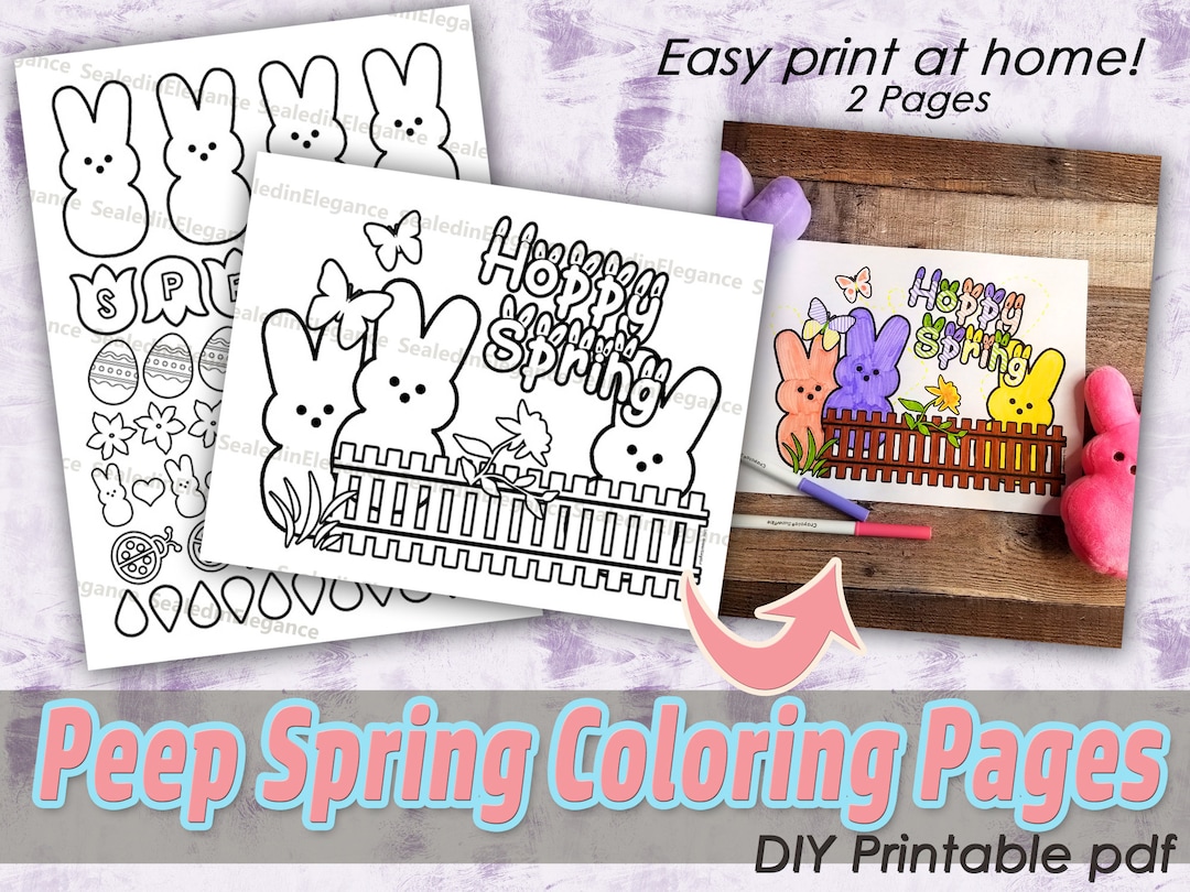 Peep Spring Coloring Pages, Easter Coloring Page, Kids Easter Coloring ...