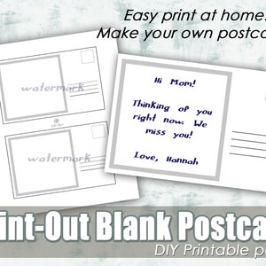 Print-out Blank Postcard, Instant PDF Download, DIY Stationary, Kids ...