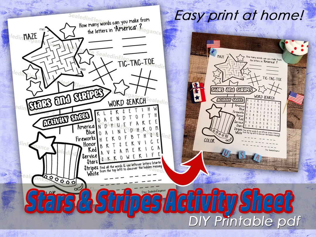 Stars and Stripes Activity Sheet, Kids Activities, America Coloring ...