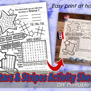 Stars and Stripes Activity Sheet, Kids Activities, America Coloring ...