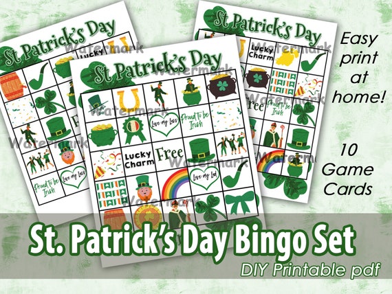 Printable St Patrick's Day Bingo Set St Patrick's Day | Etsy
