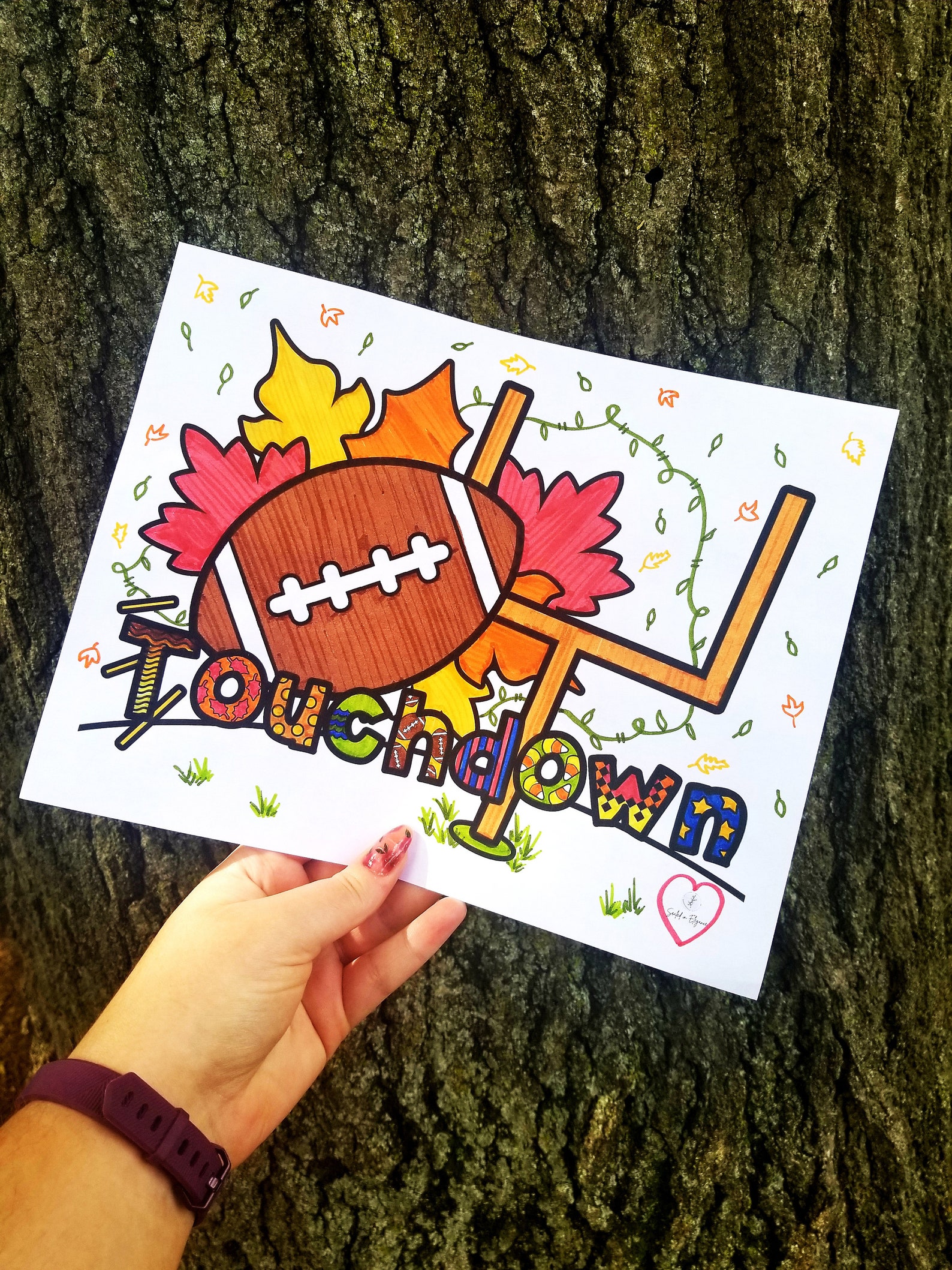 Football Touchdown Coloring Page, Fall Coloring Page, Tailgate Coloring, Instant Download, PDF ...