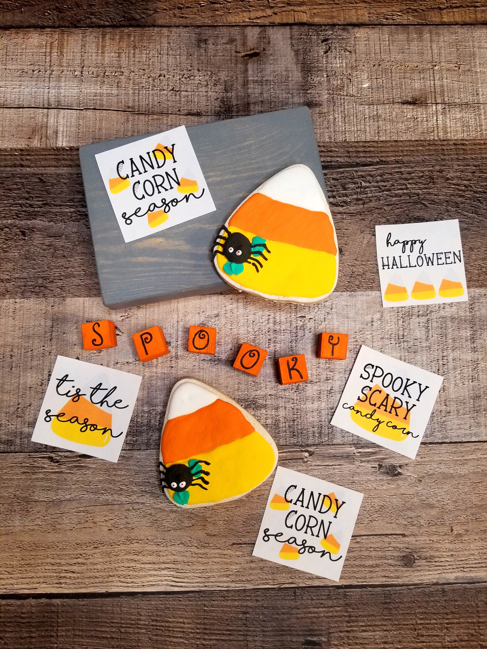 Printable Candy Corn Cookie Tags, 2" Square Cookie Tags, Halloween Gift ...