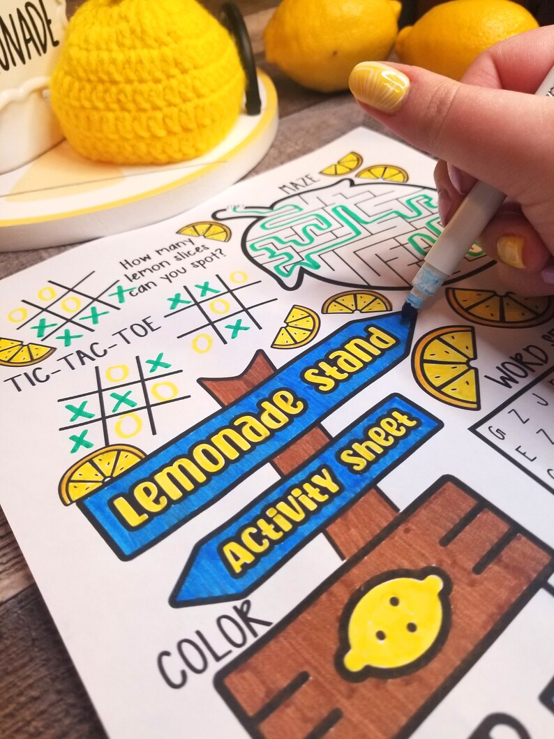 Lemonade Stand Activity Sheet, Kids Activities, Waiting Room Activities ...