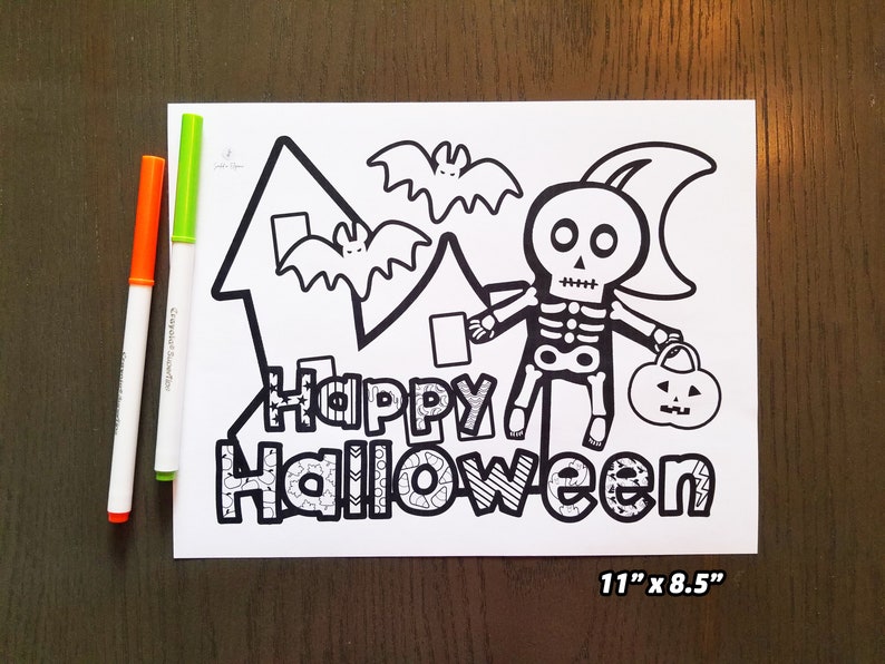 Happy Halloween Coloring Page, Fall Coloring Page, Halloween Coloring ...